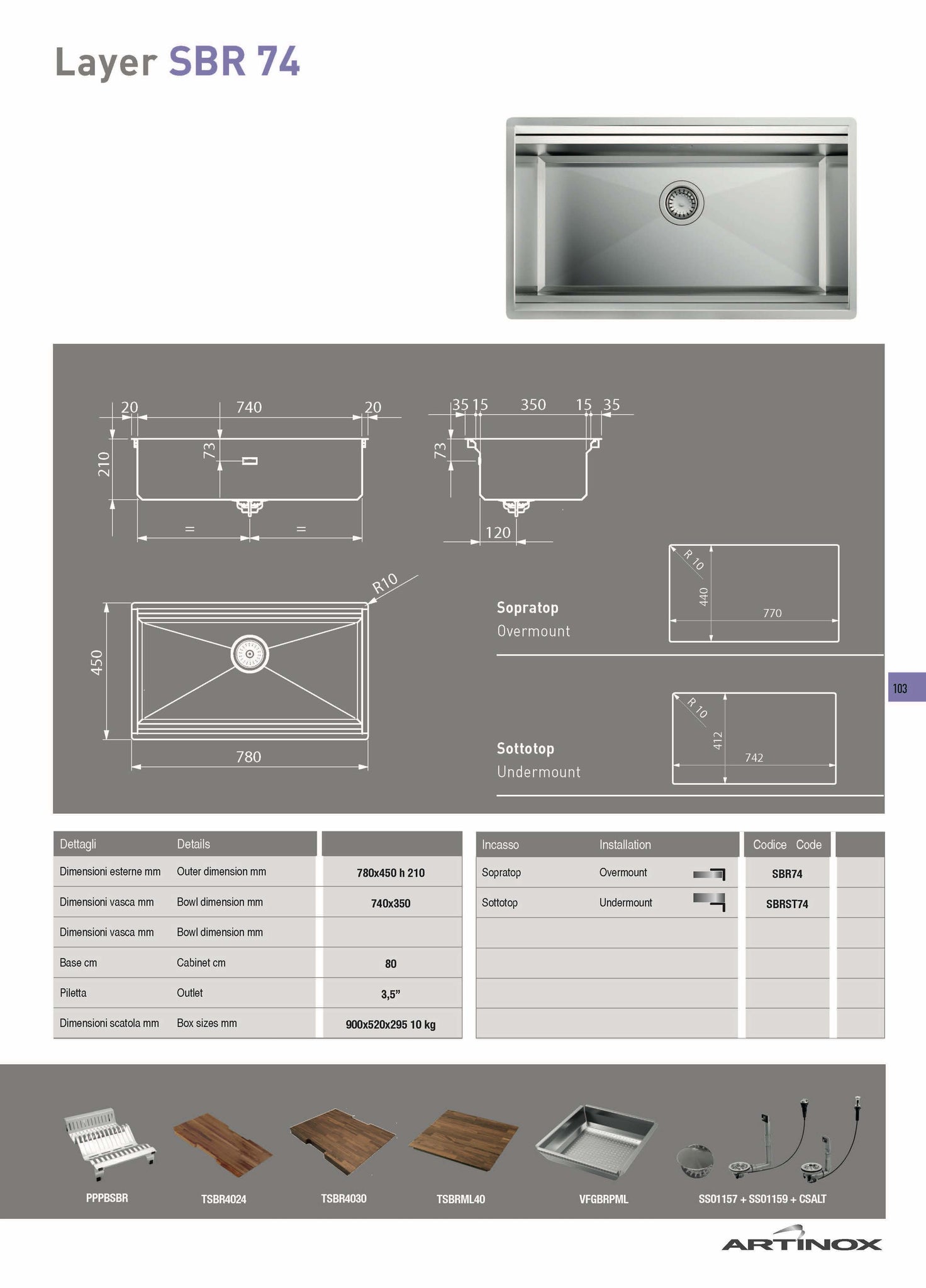 Layer SBR 74 – Artinox Sinks Australia